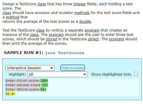 Solved Design a TestScore class that has three integer | Chegg.com