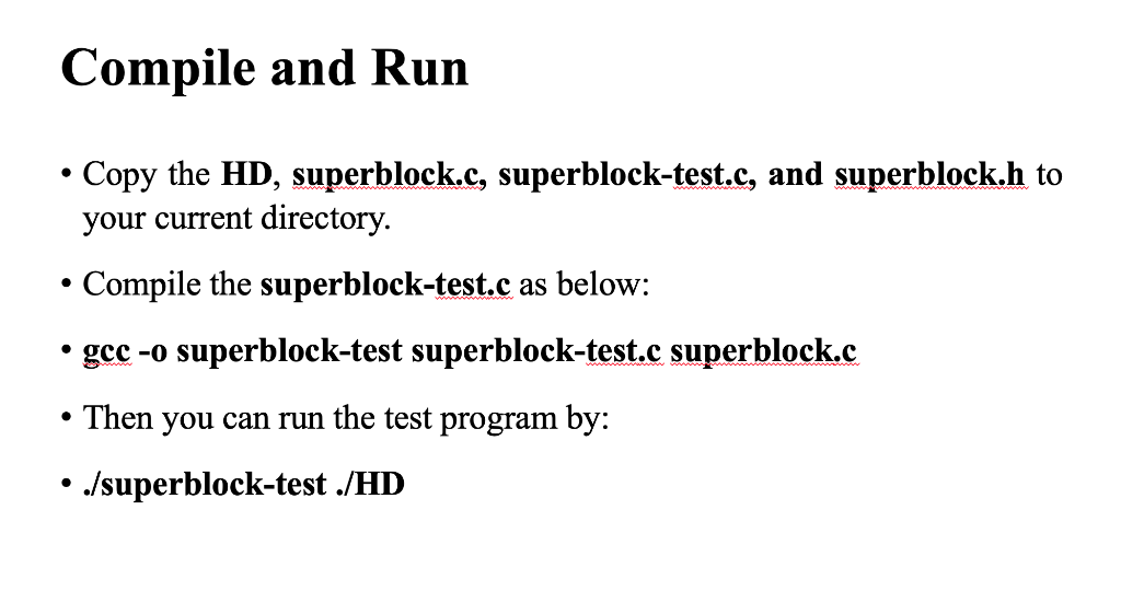 Superblock.c -- A simple program to display the | Chegg.com