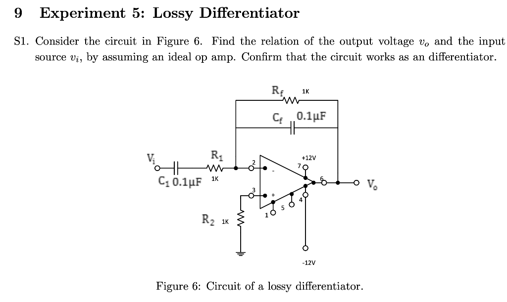 Solved 9 Experiment 5: Lossy Differentiator Si. Consider the | Chegg.com