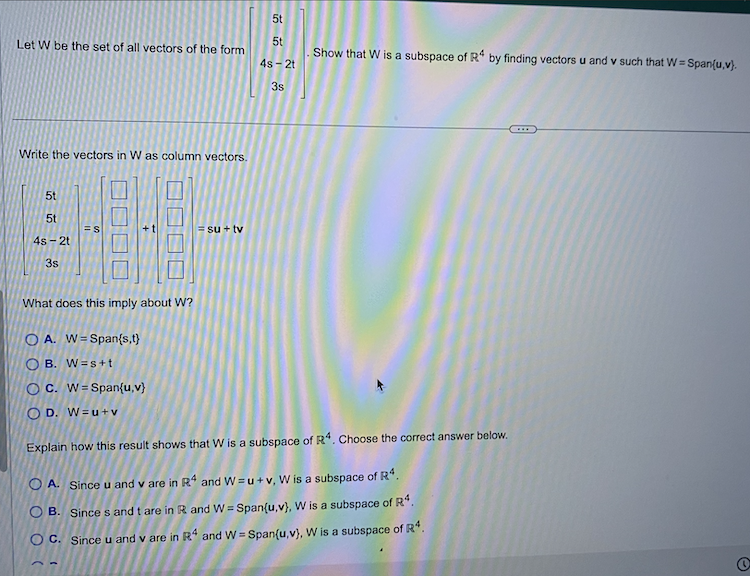 Solved Let W be the set of all vectors of the form | Chegg.com