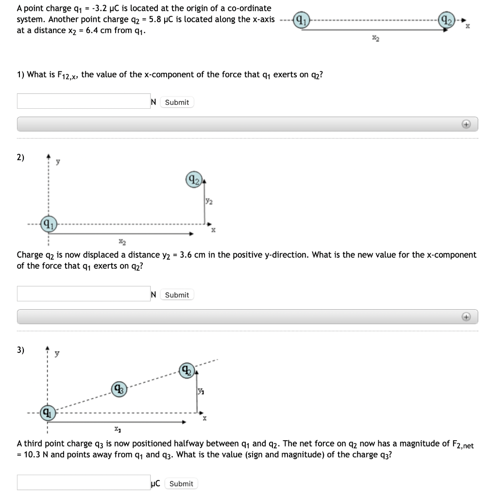 [Solved]: A point charge q1=3.2C is located at the origin