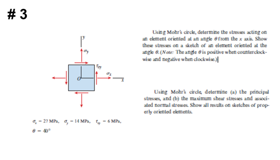Solved Using mohrs circle determine a) the principal | Chegg.com