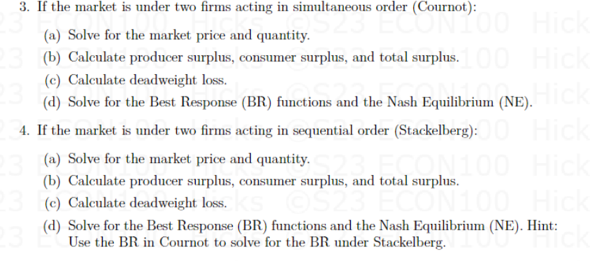 Solved The market conditions are: | Chegg.com