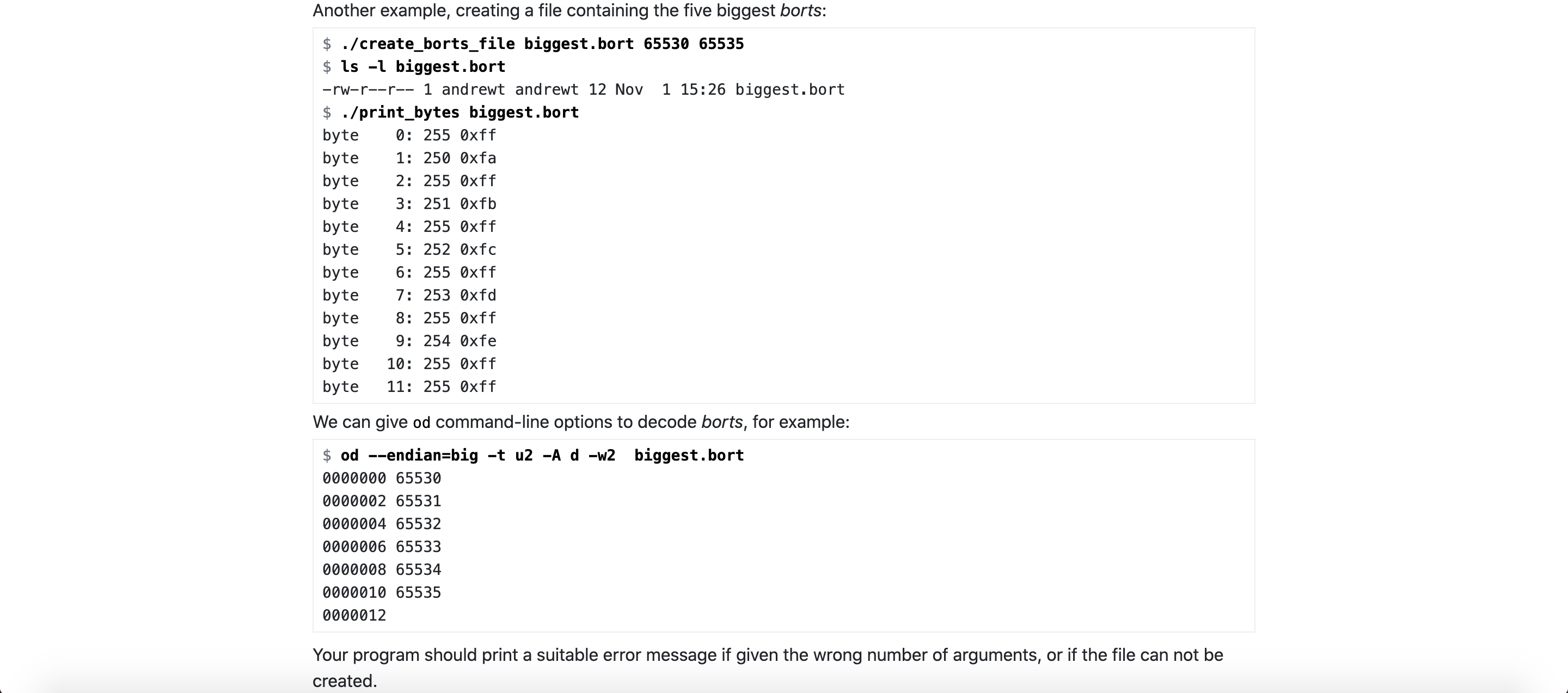 Solved - EXERCISE INDIVIDUAL: Create Borts File Write a C | Chegg.com