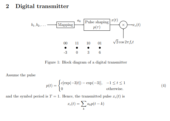 2 Digital transmitter Figure 1: Block diagram of a | Chegg.com