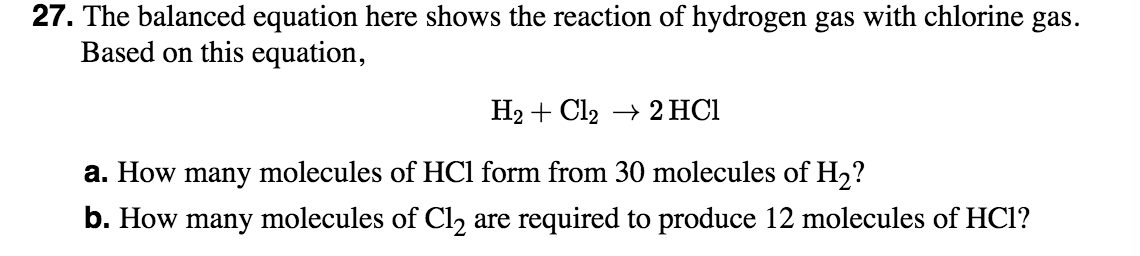 Solved 27. The balanced equation here shows the reaction of | Chegg.com