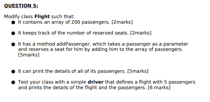 Solved getters and setters. [10 marks] The class should be | Chegg.com