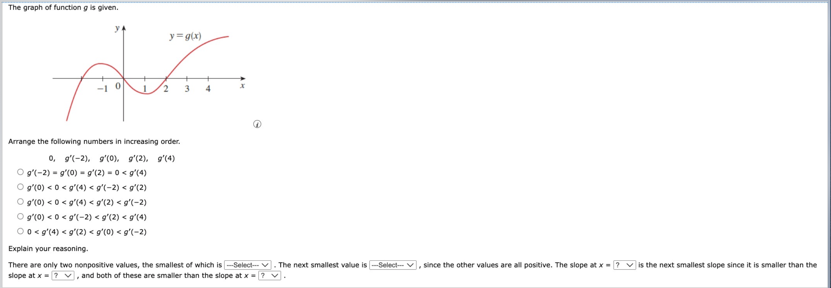 Solved The graph of function g is given. Arrange the | Chegg.com