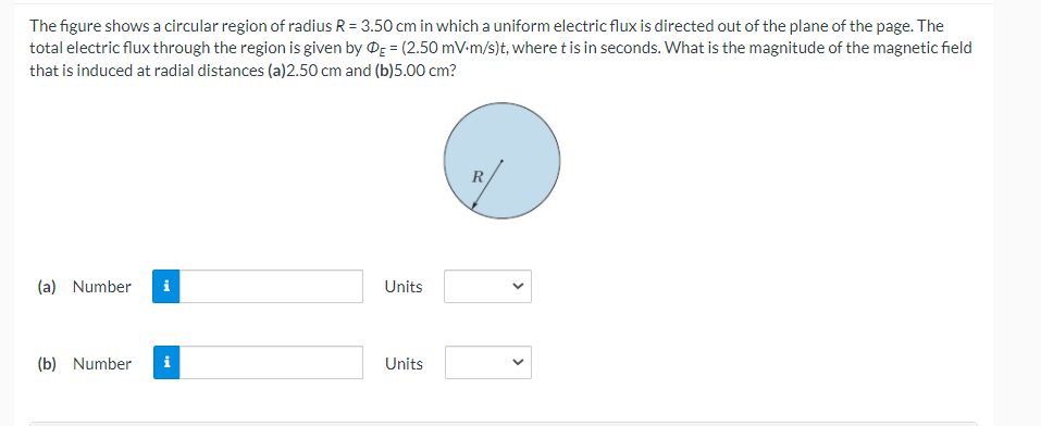 Solved The figure shows a circular region of radius R = 3.50 | Chegg.com