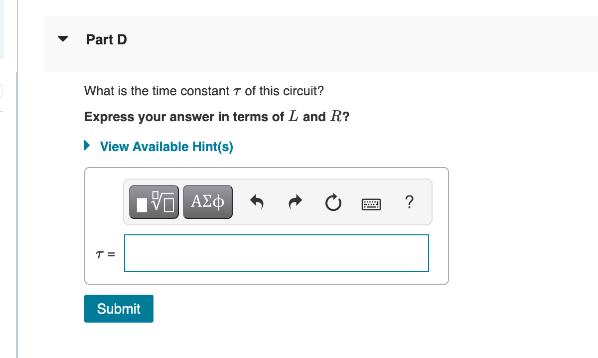 Solved Decay of Current in an L-R Circuit 8 of 20 II Review | Chegg.com