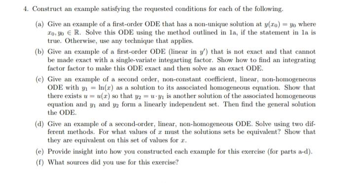 Solved 4. Construct an example satisfying the requested | Chegg.com