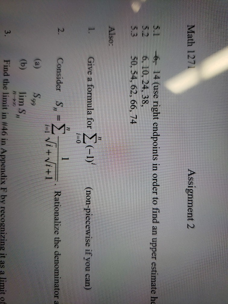 Solved Math 1271 Assignment 2 5.1 5.2 5.3 14 (use right | Chegg.com