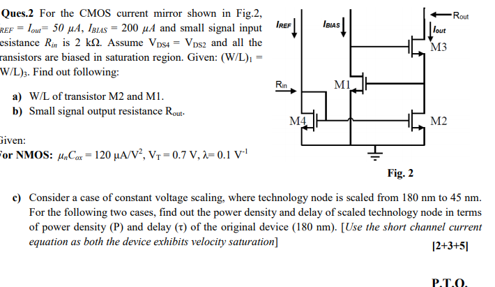 Solved Rout IBIAS I lout M3 Ques.2 For the CMOS current | Chegg.com