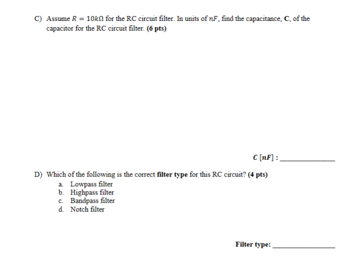 Solved Assume an RC circuit filter has the bode plot shown | Chegg.com