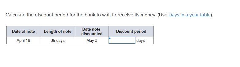 Solved Calculate the discount period for the bank to wait to | Chegg.com