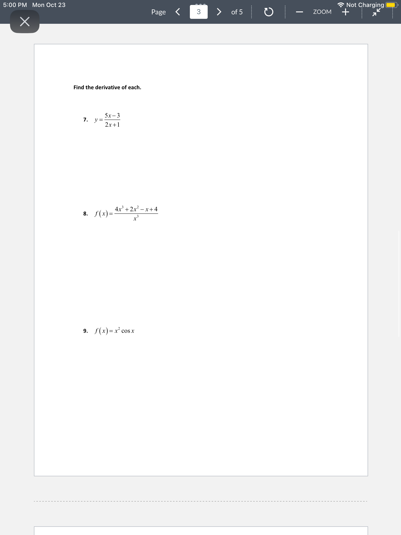 Solved Find the derivative of each. 4. g(x)=(8x2−1)3 5. | Chegg.com