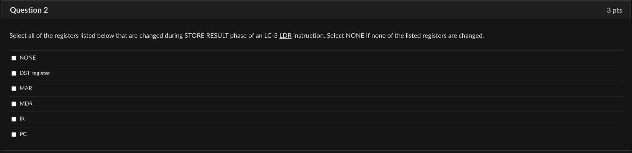 Solved NONE DST register MAR MDR IR | Chegg.com