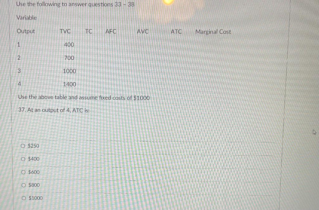 Solved Use the following to answer questions 33 - 38 | Chegg.com