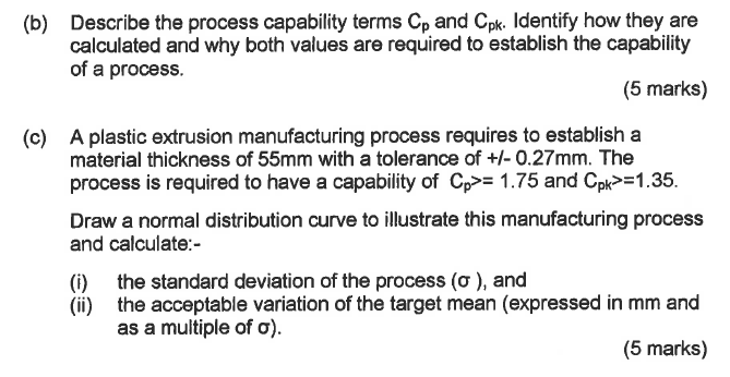 Solved Describe the process capability terms Cp and Cpk. | Chegg.com
