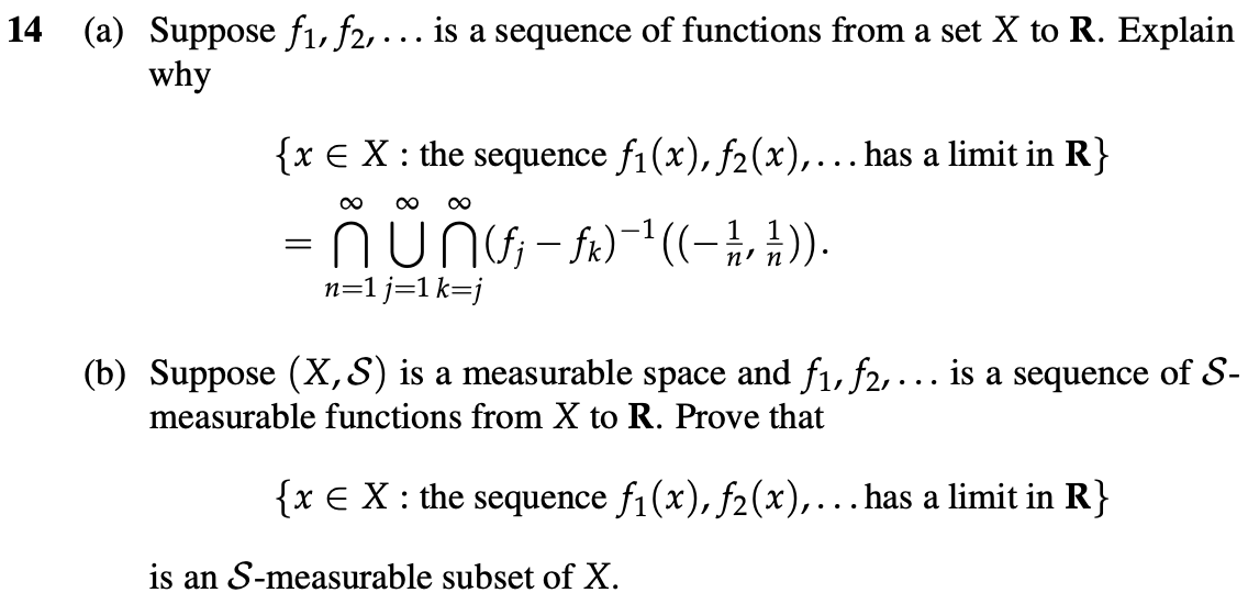 Solved 14. (a) Suppose f1, f2,... is a sequence of functions | Chegg.com