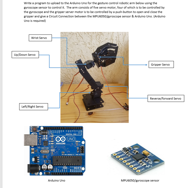 Solved Write a program to upload to the Arduino Uno for the | Chegg.com