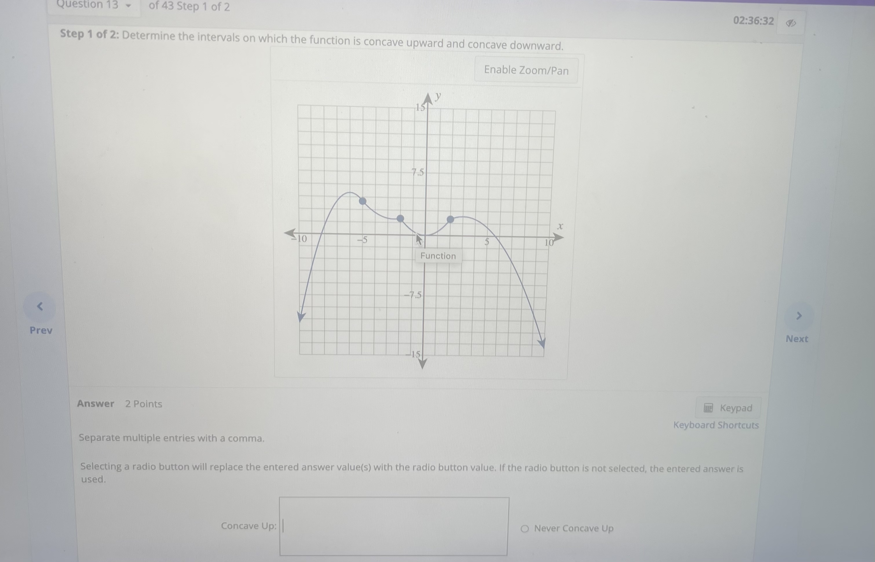 Solved Step 1 of 2: Determine the intervals on which the | Chegg.com