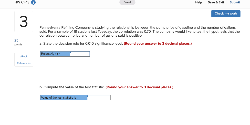 Solved HW CH13 Saved Help Save & Exit Submit Check my work 3 | Chegg.com
