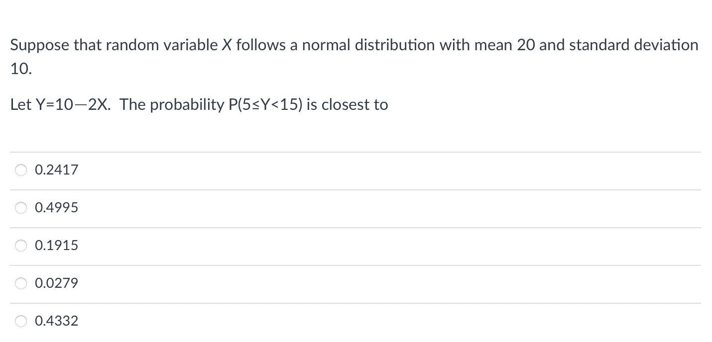 Solved Suppose that random variable X follows a normal | Chegg.com