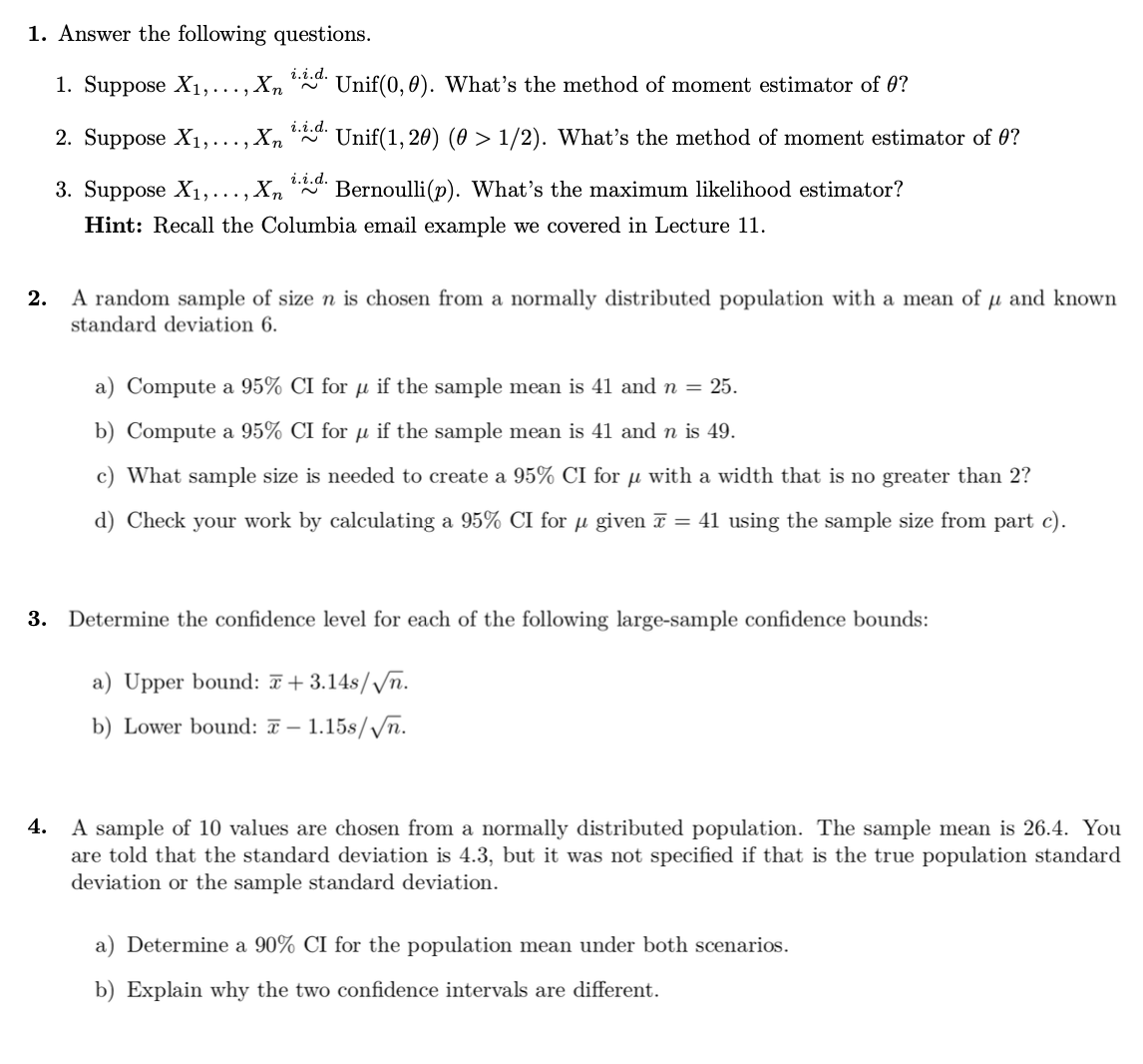 Solved 1. Answer the following questions. 1. Suppose | Chegg.com