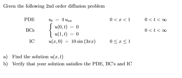 Solved Please check for PDE, BCs and ICs. Thanks Please | Chegg.com