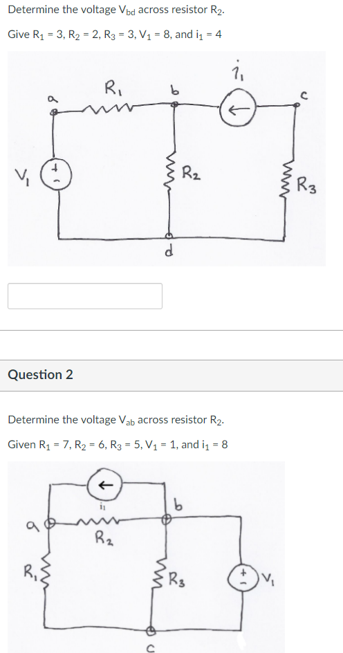 Solved Determine the voltage Vbd across resistor R2. Give R1 | Chegg.com