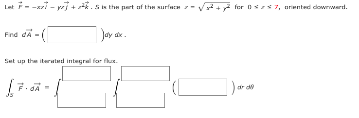 Solved Let F=−xzi−yzj+z2k⋅S is the part of the surface | Chegg.com