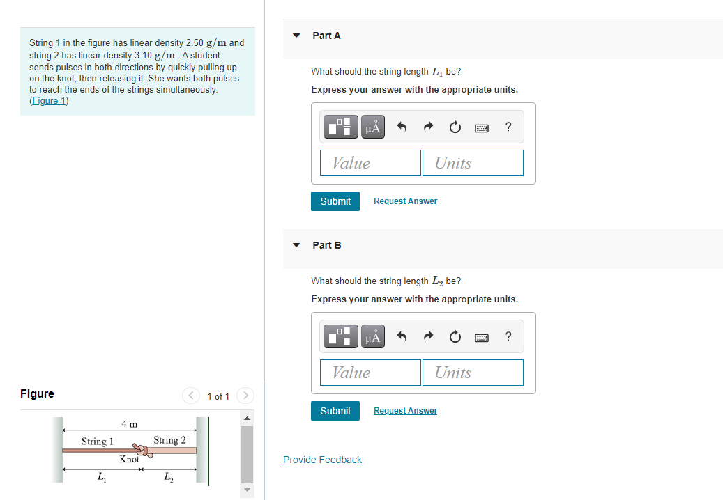 Solved String 1 in the figure has linear density 2.50 g/m | Chegg.com