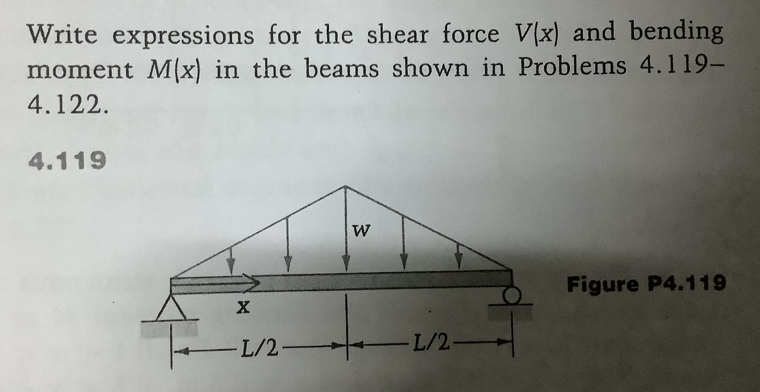 Solved Write expressions for the shear force V(x) and | Chegg.com