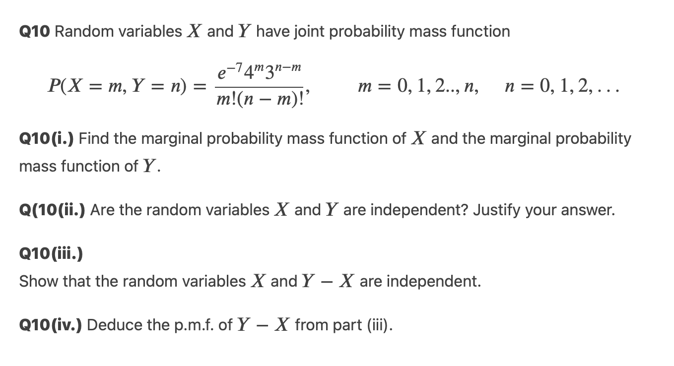 Solved Q10 Random variables X and Y have joint probability | Chegg.com