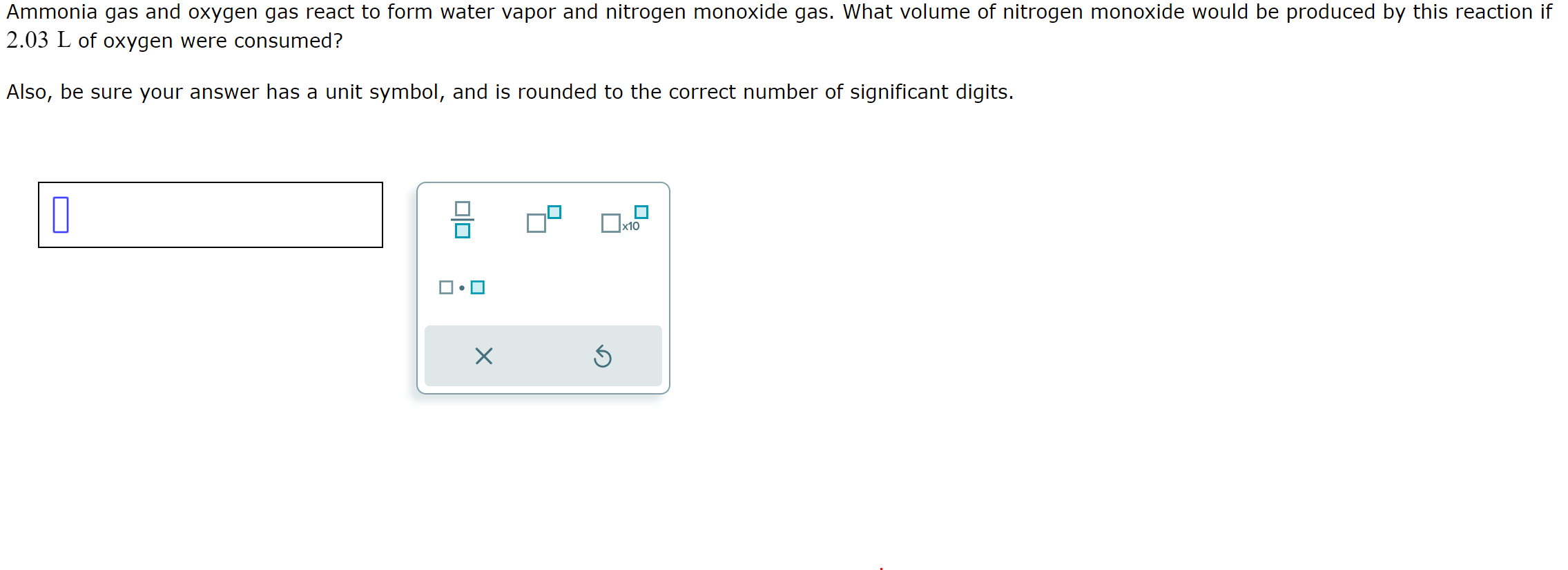 Solved Ammonia gas and oxygen gas react to form water vapor | Chegg.com