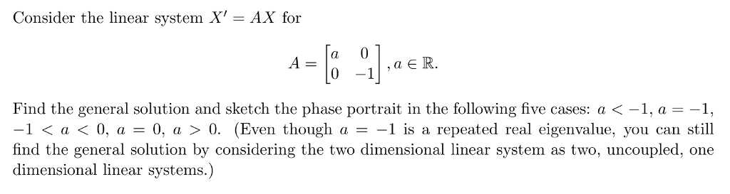 Solved Consider the linear system X'- AX for Find the | Chegg.com