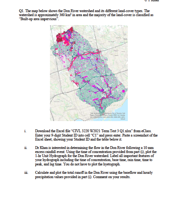Q1. The map below shows the Don River watershed and | Chegg.com