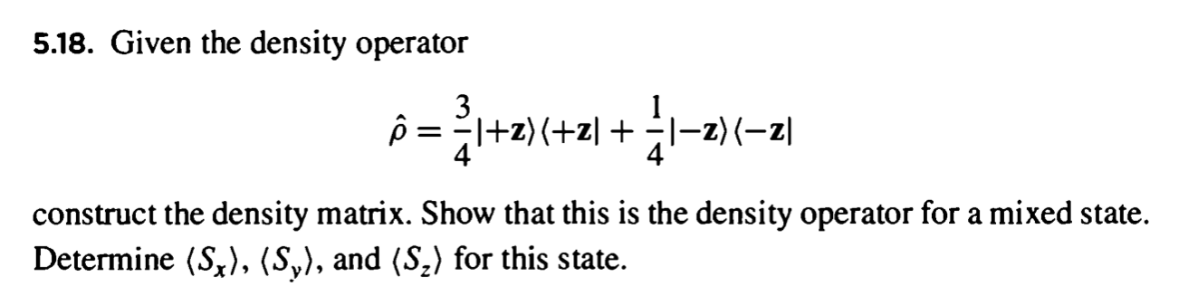 5.18. Given the density operator | Chegg.com