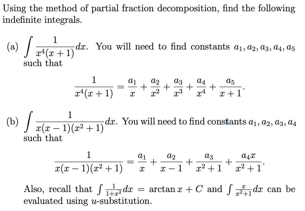 Solved Linear Algebra : Using the method of partial fraction | Chegg.com