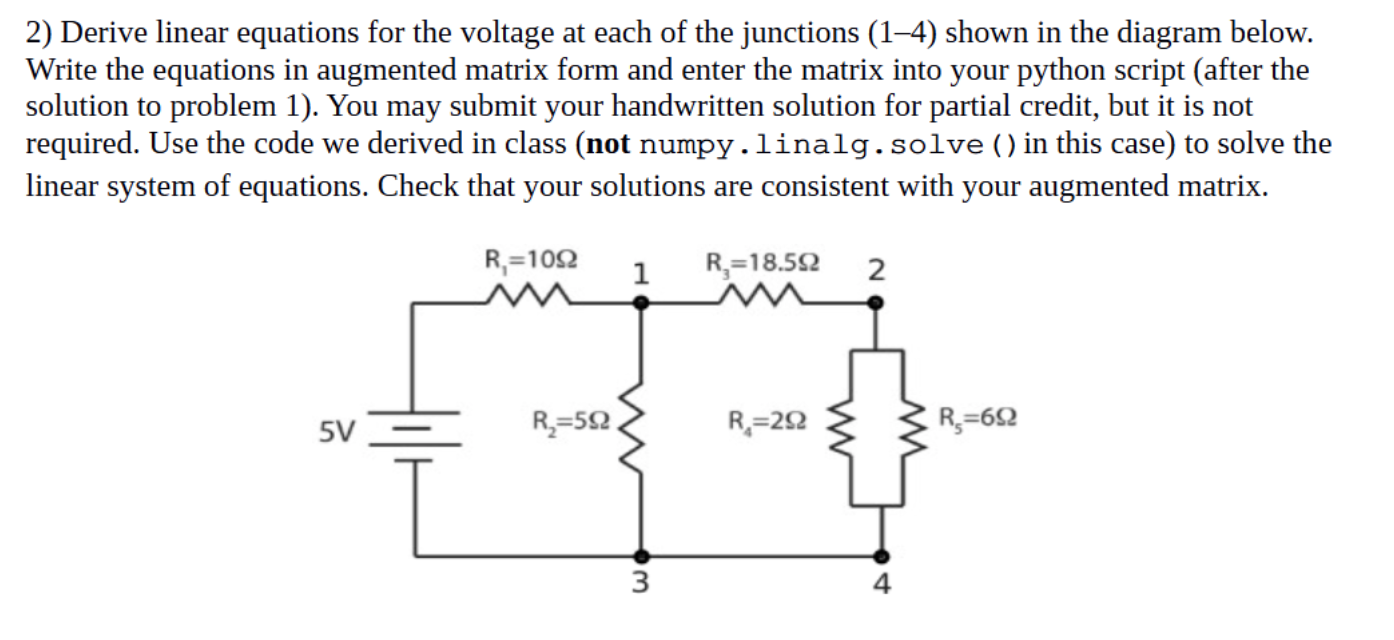 Solved Derive linear equations for the voltage at ﻿each of | Chegg.com