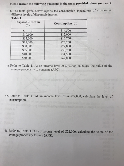 Solved the space provided. Show y 4. The table given below | Chegg.com