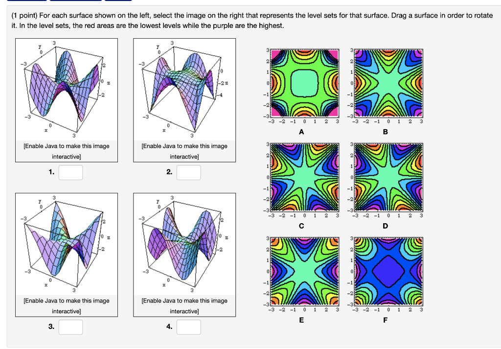 Solved (1 point) For each surface shown on the left, select | Chegg.com