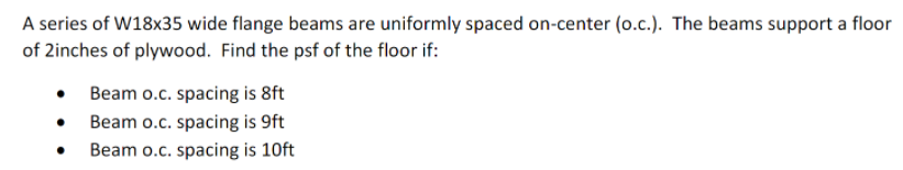 Solved A series of W18x35 wide flange beams are uniformly | Chegg.com