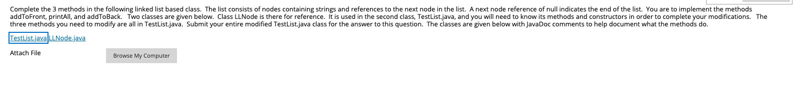 public class LLNode { protected String contents; // | Chegg.com