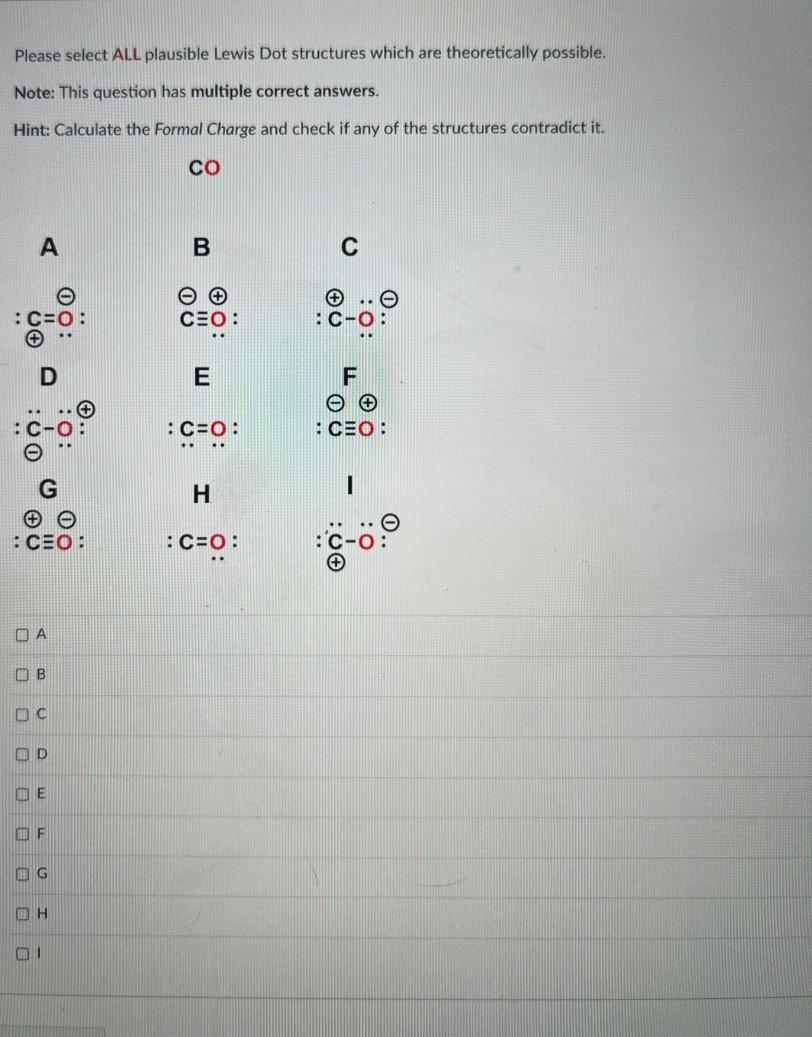Solved Please Select All Plausible Lewis Dot Structures