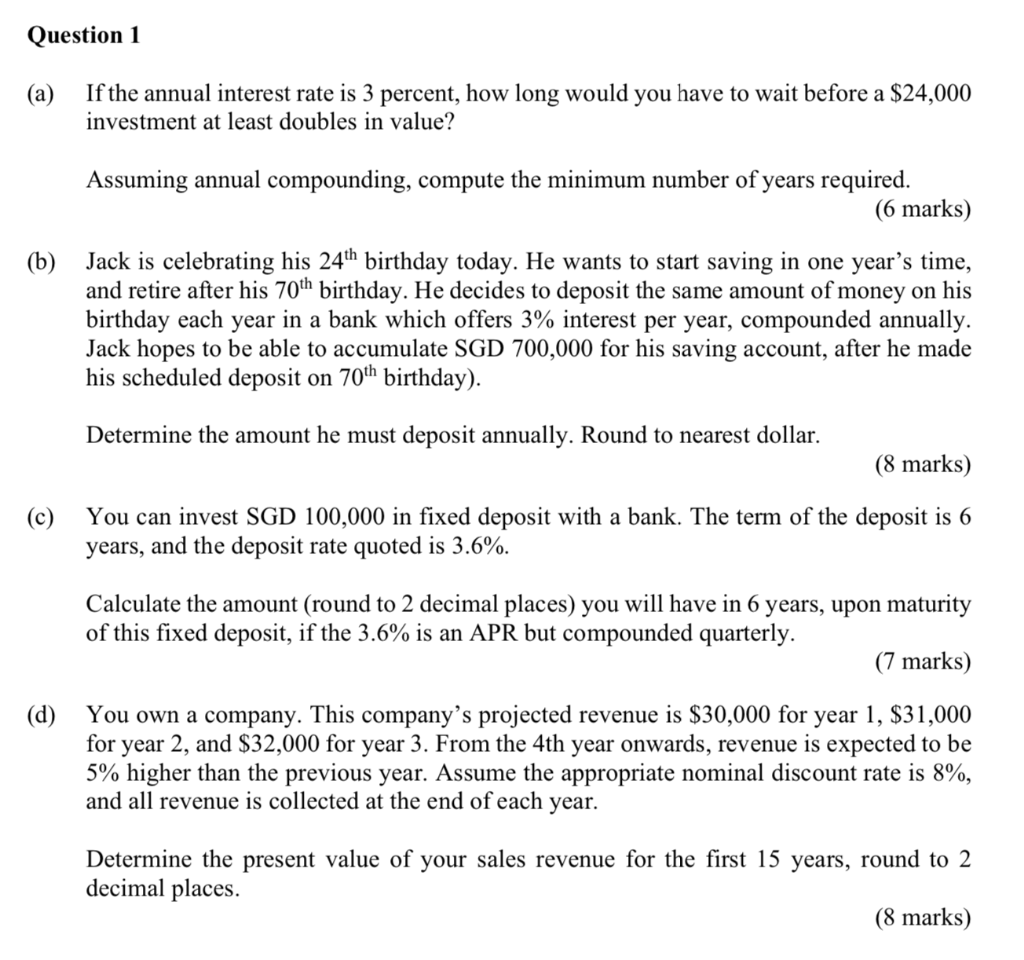 Solved a If The Annual Interest Rate Is 3 Percent How Chegg