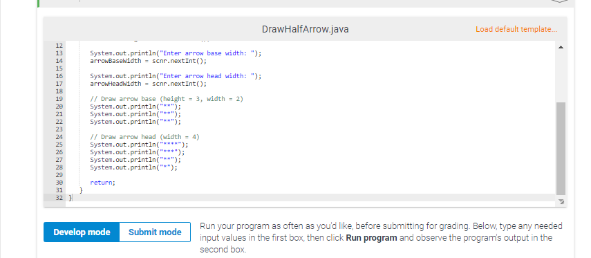 Solved DrawHalfArrow.java Load default template.... | Chegg.com