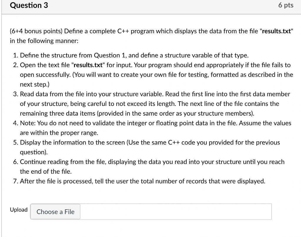 Question 3 6 pts (6+4 bonus points) Define a complete | Chegg.com
