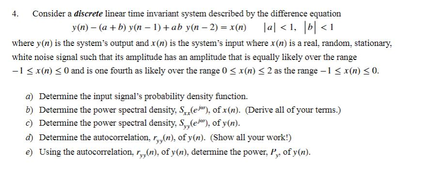 4. Consider a discrete linear time invariant system | Chegg.com